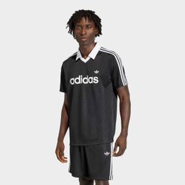 T-Shirt adidas originals "ARCHIVE COLLAR ENGINEERED TRIKOT", Herren, Gr. S, schwarz, Obermaterial: 100% Polyester, V-Ausschnitt, Shirts T-Shirt