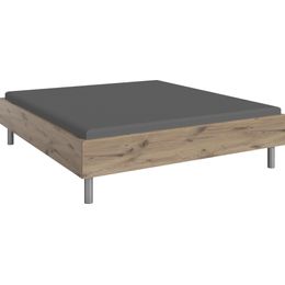 Bett wimex "Easy, gro&szlig;e Auswahl an Gr&ouml;&szlig;en und Farben, auch in Komforth&ouml;he", braun (viking oak, alufarben), H:46cm L:210cm, Betten, Bett, ohne Kopfteil, ideal unter Dachschr&auml;gen oder Fenster