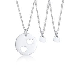 Ketten-Set Elli "Schmuckset Trio Herz Mutter Kind Cut Out Herz Set 925 Sterling Silver" Gr. 45, silber, Halsketten, Damen, Silber 925 (Sterlingsilber), Ketten-Set