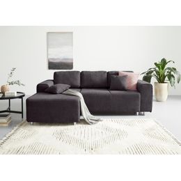 Ecksofa Home Affaire "Gy&ouml;r", grau (anthrazit), B:235cm H:88cm T:160cm, 100% Polyester, Sofas, Ecksofa, L-Form, wahlweise mit Bettfunktion und Bettkasten incl. 2 Zierkissen