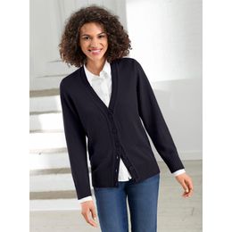 Strickjacke Casual Looks, Damen, Gr. 40, schwarz, 50% Baumwolle, 50% Polyacryl, unifarben, figurumspielend, Strickjacken Strickjacke