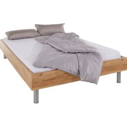 Bett wimex "Easy, gro&szlig;e Auswahl an Gr&ouml;&szlig;en und Farben, auch in Komforth&ouml;he", braun (plankeneichefarben, alufarben), H:38cm L:210cm, Betten, Bett, ohne Kopfteil, ideal unter Dachschr&auml;gen oder Fenster