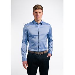 Langarmhemd Eterna "SUPER SLIM", Herren, Gr. 41, Normalgr&ouml;&szlig;en, mittelblau, 4% Elasthan, 26% Polyamid, 70% Lyocell, schmal, Manschette, Hemden Langarmhemd, EASY IRON (b&uuml;gelleicht)
