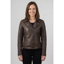 Lederjacke Mauritius "MWFarah", Damen, Gr. XS (34), braun, Obermaterial: 100% Schafsleder. Futter: 100% Baumwolle. &Auml;rmelfutter: 100% Polyester, unifarben, normal, mit Rei&szlig;verschluss, Jacken Lederjacke, mit Reverskragen