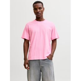 Jack & Jones Rundhalsshirt JACK & JONES "JJESTAR mit Pigmentprint und Baumwollgef&uuml;hl", Herren, Gr. XL, prism pink, Single Jersey, Obermaterial: 100% Baumwolle, bedruckt, relaxed fit normal, Rundhals, gerader Abschluss, Shirts Rundhalsshirt, Baumwolle, relaxed fit
