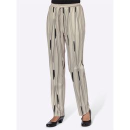 Jerseyhose Classic Basics, Damen, Gr. 46, Normalgr&ouml;&szlig;en, beige (sand, gewellt), 100% Polyester, gemustert, lang, Hosen Jerseyhose
