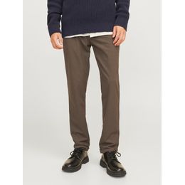 Jack & Jones Chinos JACK & JONES "JPSTMARCO JJCONNOR A", Herren, Gr. 30, L&auml;nge 34, gr&uuml;n (falcon), Web, Obermaterial: 68% Polyester, 28% Viskose, 4% Elasthan, unifarben, slim fit normal, Hosen Chinos