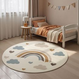 Kinderteppich Hanse Home "Skyla", creme multifarben, H:10mm &Oslash;:160cm, Polypropylen, Teppiche, Kinderteppich, Pflegeleicht, Weich, Kinderzimmer, Spielteppich, Spielunterlage