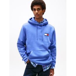 Sweatshirt Tommy Jeans "TJM REG ESSENTIAL FLAG HOOD EXT", Herren, Gr. M, soft sapphire, Sweatware, Obermaterial: 80% Baumwolle, 20% Polyester, regular fit, breiter Bund, Sweatshirts Sweatshirt, mit bedruckten Markenlogo auf Brusth&ouml;he