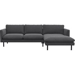 Ecksofa FLEXLUX "Bolzano, elegant und bequem, L-Form", grau (dervit grau), B:261cm H:61cm T:165cm, 100% Polyester, Sofas, Ecksofa, Sitzaufbau mit Kaltschaum & Stahl-Wellen, loose Sitz -& R&uuml;ckenkissen