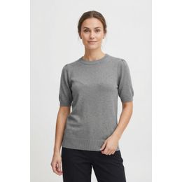 Kurzarmpullover Saint Tropez "MilaSZ SS", Damen, Gr. XS, mist grau melange, Strick, Obermaterial: 80% Viskose, 20% Polyacryl, meliert, normal normal, Rundhals, Pullover Kurzarmpullover, Viskosemischung, Classic fit