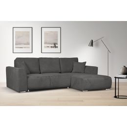 Ecksofa OTTO HOME "BEATRICE optionale Schlafsofa mit Bettkasten, B/T/H: 265/170/86 cm", grau, B:265cm H:86cm T:170cm, 100% Polyester, Sofas, Ecksofa, L-Form, wahlweise auch mit Bettfunktion und Bettkasten