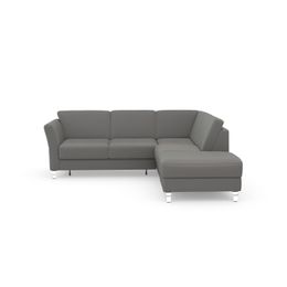 Sit & More Ecksofa SIT & MORE "Visby L-Form", grau, B:248cm H:87cm T:213cm, Sofas, Ecksofa, Wahlweise mit Bettfunktion und Stauraum, frei im Raum stellbar