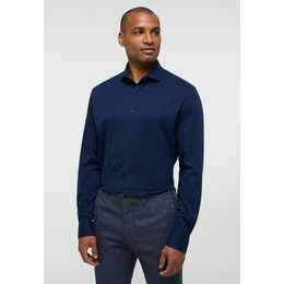 Langarmhemd Eterna "MODERN FIT", Damen, Gr. 44, Normalgr&ouml;&szlig;en, navy, Jersey, 85% Baumwolle, 15% Schurwolle, tailliert, Manschette, Hemden Langarmhemd, EASY IRON (b&uuml;gelleicht)