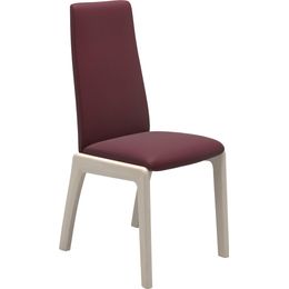 Polsterstuhl stressless "Laurel", rot (bordeaux batick, eiche gekalkt), B:57cm H:92cm T:59cm, Leder BATICK: BATICK ist ein leicht korrigiertes, durchgef&auml;rbtes und genarbtes M&ouml;belleder, bei dem die meisten Unebenheiten und Spuren in der Regel entfernt wurden., St&uuml;hle, Polsterstuhl, Low Back, Gr&ouml;&szlig;e L, mit abgerundeten Beinen in Eiche gekalkt