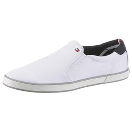 Slip-On Sneaker Tommy Hilfiger "ICONIC SLIP ON SNEAKER", Damen, Gr. 40, wei&szlig;, Textil, Schuhe Slip-On Sneaker, Slipper, Freizeitschuh, Halbschuh mit seitlichen Stretcheins&auml;tzen
