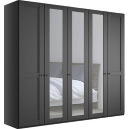 Kleiderschrank Wiemann "G&ouml;teborg, mit 95 &Ouml;ffnungswinkel, Made in Germany", grau (graphit, dekor, kristallspiegel), B:246,3cm H:216cm T:58cm, Glas, Holzwerkstoff, Schr&auml;nke, Kleiderschrank, inkl. Spiegel und T&uuml;rend&auml;mpfung, moderner Landhausstil