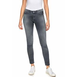 5-Pocket-Jeans Replay "NEW LUZ Skinny Fit", Damen, Gr. 26, L&auml;nge 32, grau (dunkelgrau c35), Denim/Jeans, Obermaterial: 98% Baumwolle, 2% Elasthan, skinny fit normal, Jeans 5-Pocket-Jeans, in Ankle-L&auml;nge