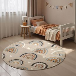 Kinderteppich Hanse Home "Bowie", beige multifarben, H:10mm &Oslash;:160cm, Polypropylen, Teppiche, Kinderteppich, Pflegeleicht, Weich, Kinderzimmer, Spielteppich, Spielunterlage