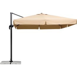 Ampelschirm Schneider Schirme "Rhodos", beige (natur), Obermaterial: 100% Polyester, Standschirme, Ampelschirm, mit Schutzh&uuml;lle und Schirmst&auml;nder, ohne Wegeplatten