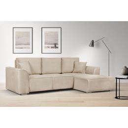 Ecksofa OTTO HOME "BEATRICE optionale Schlafsofa mit Bettkasten, B/T/H: 265/170/86 cm", beige (creme), B:265cm H:86cm T:170cm, 100% Polyester, Sofas, Ecksofa, L-Form, wahlweise auch mit Bettfunktion und Bettkasten