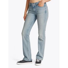 Bootcut-Jeans Tommy Jeans "Maddie Mid Rise Bootcut", Damen, Gr. 31, L&auml;nge 30, denim ultra light, Denim/Jeans, Obermaterial: 99% Baumwolle, 1% Elasthan, unifarben, slim fit lang, Jeans Bootcut-Jeans, in hellblauer Waschung