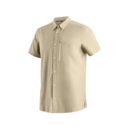 Funktionshemd Maier Sports "Magos S/S M", Herren, Gr. 52, Normalgr&ouml;&szlig;en, hellbraun, 94% Polyester, 6% Elasthan, Hemden Funktionshemd, Herren Hemd kurzarm, leichtes Freizeithemd, Kurzarmhemd, K&ouml;rperbetont