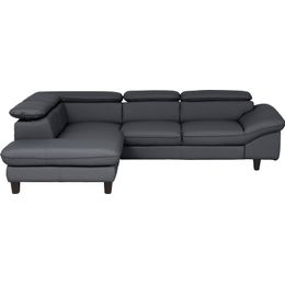 Ecksofa Home Affaire "Pilot L-Form", grau (fango), B:266cm H:73cm T:108cm, 100% Polyester; Feinstruktur 75000 Scheurtouren; Struktur 35000 Scheuertouren, Mikrofaser 40000 Scheuertouren, Sofas, Ecksofa, mit Kopfteilverstellung, wahlweise mit Bettfunktion & Bettkasten