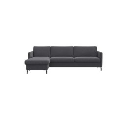 Ecksofa FLEXLUX "Fiore, L-Form", grau (dervit grau), B:247cm H:85cm T:92cm, 100% Polyester, Sofas, Ecksofa, schmale Armlehnen, Kaltschaum, F&uuml;&szlig;e Alu+schwarz