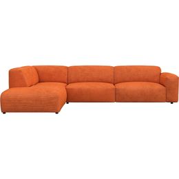 Ecksofa FLEXLUX "Lucera, super bequem durch hochwertigen Sitzaufbau mit Kaltschaum", orange (burned orange), B:321cm H:73cm T:231cm, 85% Polyester/15%Polyamide, Sofas, Ecksofa, modern & anschmiegsam, L-Form, Designsofa