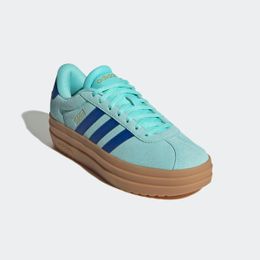 Plateausneaker adidas Sportswear "VL COURT BOLD", Damen, Gr. 40,5, blau (flash aqua, royal blau, gold metallic), Leder, Synthetik, Schuhe Plateausneaker, inspiriert vom Design des adidas gazelle bold, Topseller