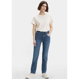 Levi's Straight-Jeans LEVI'S "724 HIGH RISE STRAIGHT", Damen, Gr. 30, L&auml;nge 30, way way back, Denim/Jeans, Obermaterial: 60% Baumwolle, 23% Viskose, 16% Polyester, 1% Elasthan, straight fit lang, Jeans Straight-Jeans