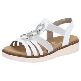 Sandale Remonte, Damen, Gr. 37, silber (wei&szlig;, silberfarben), Lederimitat, Schuhe Sandale, Sommerschuh, Sandalette, Keilabsatz, mit praktischen Gummiz&uuml;gen