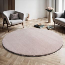 Teppich the carpet "Relax round", blush, H:16mm &Oslash;:200cm, Polyester, Teppiche, Teppich, waschbarer Wohnzimmer Teppich modern rutschfest