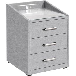 Nachtkonsole ED EXCITING DESIGN "Moon", grau (hellgrau, 90 silber), B:47cm H:61cm T:46cm, Sideboards, Nachtkonsole, mit LED-Beleuchtung und USB-Anschluss & USB-C-Anschluss