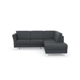 Sit & More Ecksofa SIT & MORE "Visby L-Form", grau (dunkelgrau), B:248cm H:87cm T:213cm, Sofas, Ecksofa, Wahlweise mit Bettfunktion und Stauraum, frei im Raum stellbar