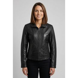 Lederjacke Mauritius "MWKaroh", Damen, Gr. XL (42), schwarz, Obermaterial: 100% Schafsleder. Futter: 90% Baumwolle, 10% Polyester. &Auml;rmelfutter: 100% Polyester, unifarben, regular fit h&uuml;ftlang, angesetztes B&uuml;ndchen mit Schlitz, Jacken Lederjacke, mit Umlegekragen, Topseller