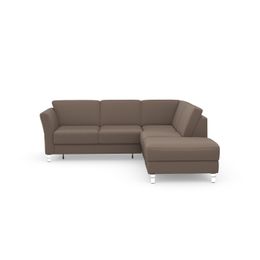 Sit & More Ecksofa SIT & MORE "Visby L-Form", grau (taupe), B:248cm H:87cm T:213cm, Sofas, Ecksofa, Wahlweise mit Bettfunktion und Stauraum, frei im Raum stellbar