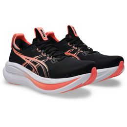 Laufschuh asics "GEL-NIMBUS 28", Damen, Gr. 43,5, schwarz, pearl pink, Synthetik, Schuhe Laufschuh, f&uuml;r Erwachsene, mit leicht profiliertem Laufsohlenprofil