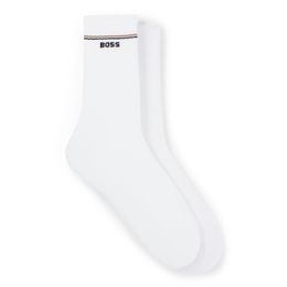 Socken BOSS "2P QS Iconic CC W", Damen, Gr. 35-38, wei&szlig; (wei&szlig; 100), Baumwollmischung, kontrastfarbene Details, unifarben, elastisch, Socken Socken, mit BOSS-Logoschriftzug