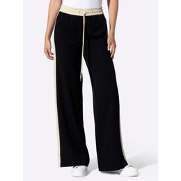 Schlupfhose Heine, Damen, Gr. 40, Normalgr&ouml;&szlig;en, schwarz, sand, 75% Polyester, 21% Viskose, 4% Elasthan, gemustert, mehrfarbig, Hosen Schlupfhose