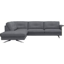 Ecksofa FLEXLUX "Glow, super bequem durch hochwertigem Sitzaufbau mit Federkern, L-Form", blau (navy blau), B:268cm H:81cm T:224cm, 62% Polyester/17%Baumwolle/14%Viscose/7%Leinen, Sofas, Ecksofa, Skandinavisches Design, In hochwertiger Verarbeitung