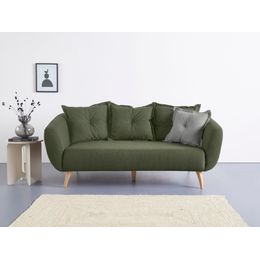 2,5-Sitzer Home Affaire "Baggio modern und romantisches Design, bequem", gr&uuml;n, B:196cm H:80cm T:103cm, Sofas, 2 5-Sitzer, Zierkissen inklusive