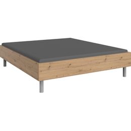Bett wimex "Easy, gro&szlig;e Auswahl an Gr&ouml;&szlig;en und Farben, auch in Komforth&ouml;he", braun (artisan eiche, alufarben), H:46cm L:210cm, Betten, Bett, ohne Kopfteil, ideal unter Dachschr&auml;gen oder Fenster