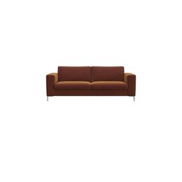 2,5-Sitzer FLEXLUX "Fiore, super Sitzkomfort durch Kaltschaum im Sitz", braun (cognac), B:196cm H:85cm T:92cm, 100% Polyester, Sofas, 2 5-Sitzer, breite Armlehnen, F&uuml;&szlig;e Alu