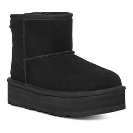 UGG Australia Plateaustiefel UGG "KIDS' CLASSIC MINI PLATFORM", Damen, Gr. 2 (33,5), schwarz, Veloursleder, Schuhe Plateaustiefel, Winterboots, Plateau Boots, Schlupfstiefel mit Warmfutter