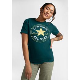 T-Shirt Converse "UNISEX Converse GO-TO ALL STAR PATCH LOGO STANDARD FIT T-SHIRT", Damen, Gr. XS, rubber plant, Single Jersey, Obermaterial: 100% Baumwolle, Rundhals, eingesetzt normaler Saum, Shirts T-Shirt