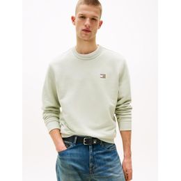 Sweatshirt Tommy Jeans "TJM REG BADGE CREW EXT", Herren, Gr. L, misty sage tonal, Sweatware, Obermaterial: 100% Baumwolle, regular fit normal, Rundhals, eingesetzt Rippb&uuml;ndchen, Sweatshirts Sweatshirt, Mit Rundhalsausschnitt