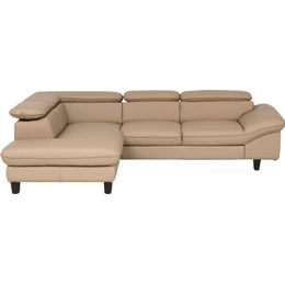 Ecksofa Home Affaire "Pilot L-Form", braun (cappuccino), B:266cm H:73cm T:108cm, 100% Polyester; Feinstruktur 75000 Scheurtouren; Struktur 35000 Scheuertouren, Mikrofaser 40000 Scheuertouren, Sofas, Ecksofa, mit Kopfteilverstellung, wahlweise mit Bettfunktion & Bettkasten