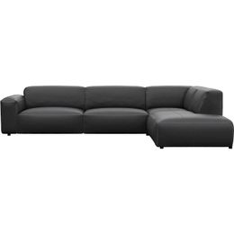 Ecksofa FLEXLUX "Lucera, super bequem durch hochwertigen Sitzaufbau mit Kaltschaum", schwarz (deep schwarz), B:321cm H:73cm T:231cm, 100% Echteder, Sofas, Ecksofa, modern & anschmiegsam, L-Form, Designsofa